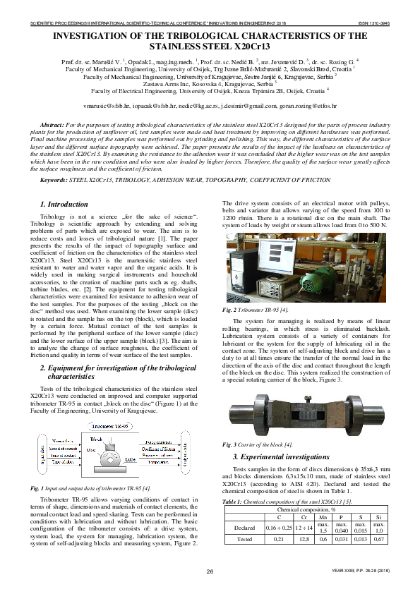 (PDF) Investigation of tribological characteristics of rolling-sliding ...