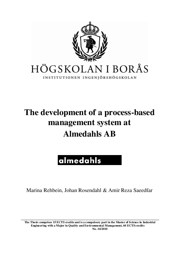 (PDF) The development of a process-based management system at Almedahls AB
