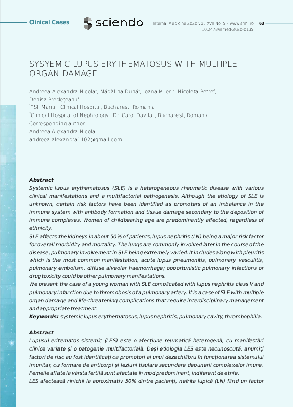 (PDF) Sysyemic Lupus Erythematosus with Multiple Organ Damage ...