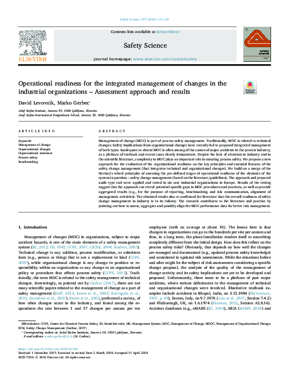 (PDF) Operational readiness for the integrated management of changes in ...