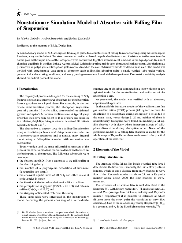 (PDF) Nonstationary Simulation Model of Absorber with Falling Film of ...