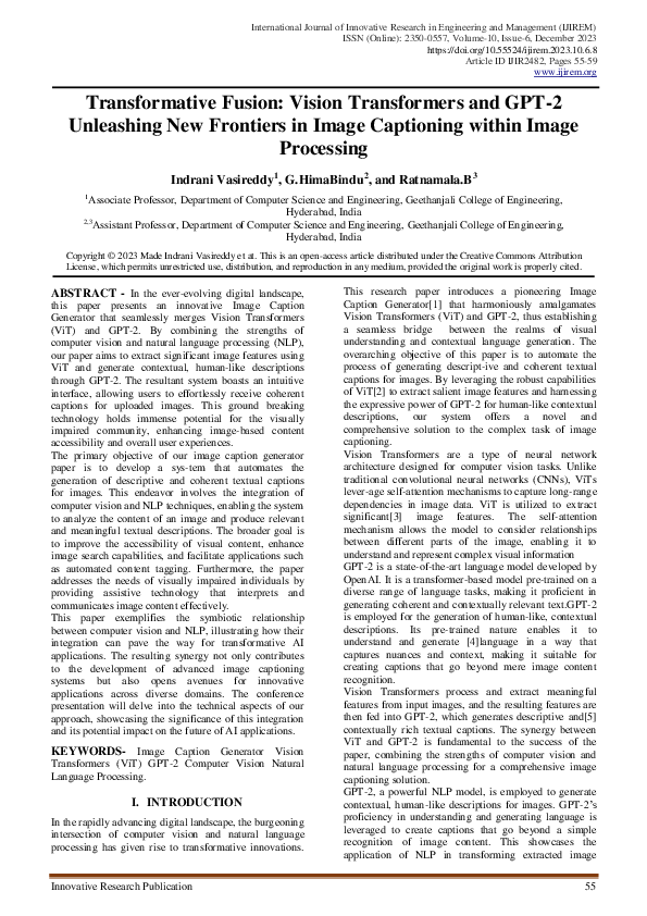 (PDF) Transformative Fusion: Vision Transformers and GPT-2 Unleashing New Frontiers in Image ...