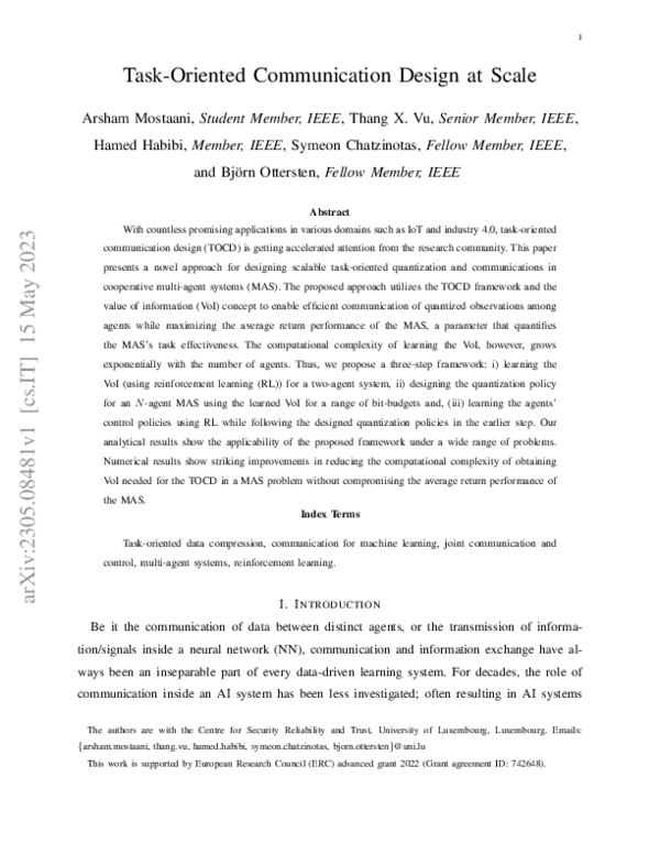 (PDF) Task-Oriented Communication Design at Scale | Arsham Mostaani - Academia.edu