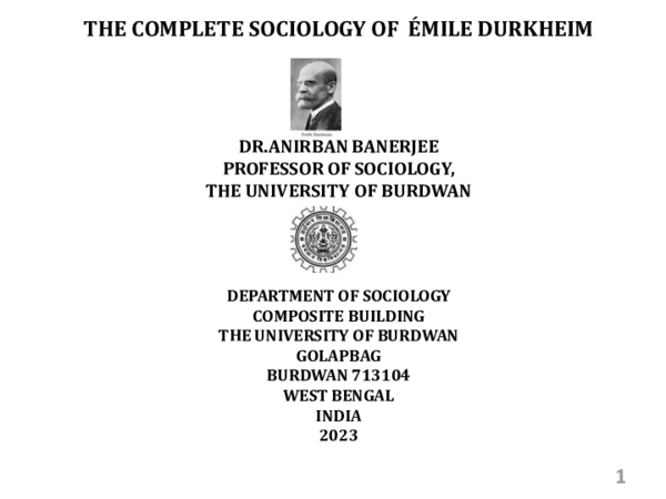(PDF) THE COMPLETE SOCIOLOGY OF ÉMILE DURKHEIM