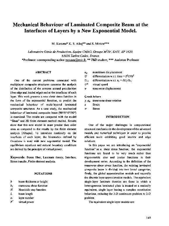(PDF) Mechanical Behaviour of Laminated Composite Beam at the ...