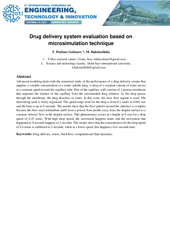 (PDF) Drug delivery system evaluation based on microsimulation technique