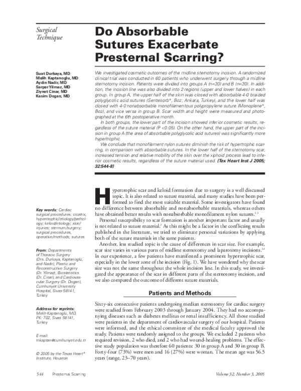 (PDF) Do absorbable sutures exacerbate presternal scarring?
