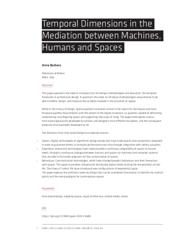 (PDF) Temporal Dimensions in the Mediation between Machines, Humans and Spaces
