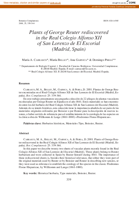(PDF) Plantas de George Reuter encontradas en el Real Colegio Alfonso ...