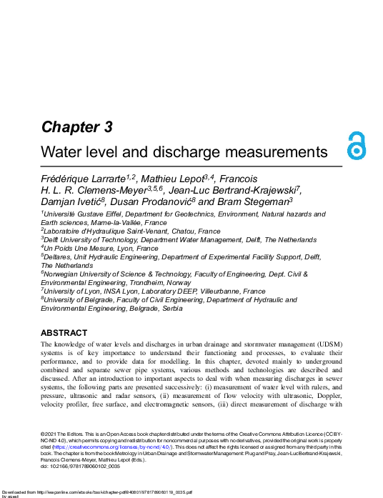 (PDF) Water level and discharge measurements