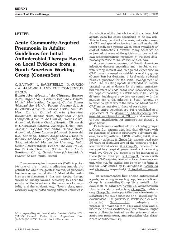 (PDF) Acute Community-Acquired Pneumonia in Adults: Guidelines for ...