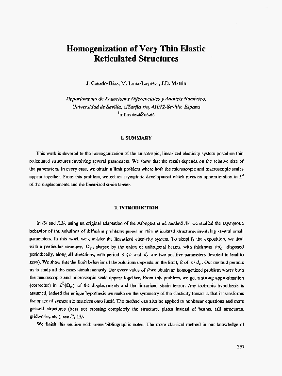 (PDF) Homogenization in Thin Elastic Reticulated Structures