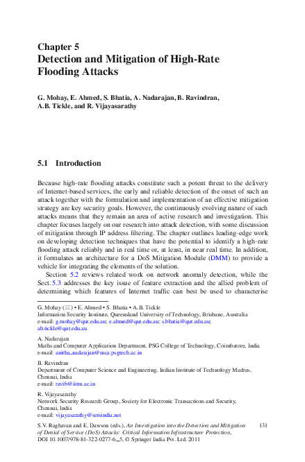 Pdf An Investigation Into The Detection And Mitigation Of Denial Of