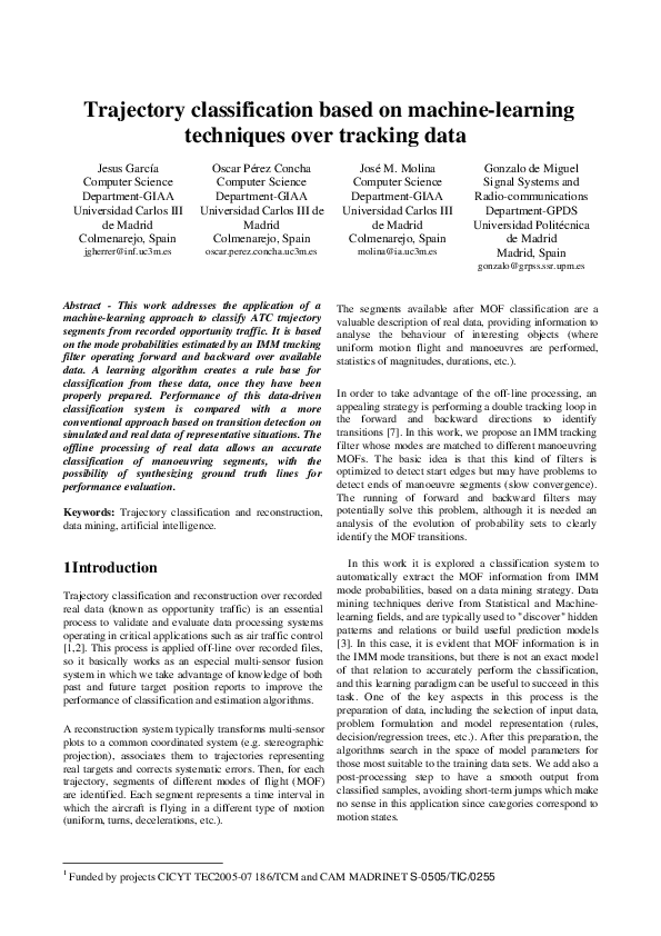 (PDF) Trajectory classification based on machine-learning techniques ...