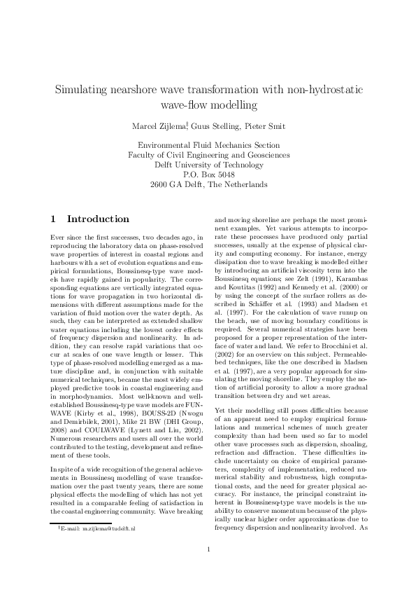 (PDF) Simulating nearshore wave transformation with non-hydrostatic ...