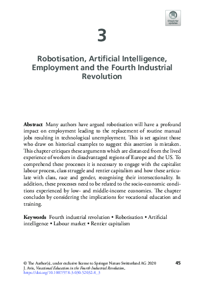 (PDF) Robotisation, Artificial Intelligence, Employment and the Fourth ...