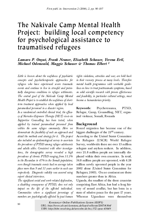 (PDF) The Nakivale Camp Mental Health Project: building local ...