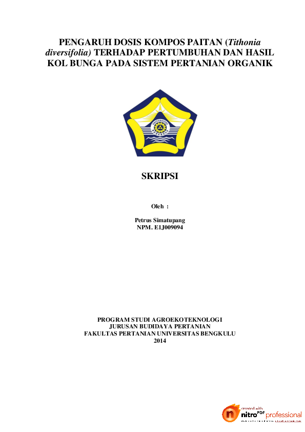 (PDF) PENGARUH DOSIS KOMPOS PAITAN (Tithonia diversifolia) TERHADAP ...