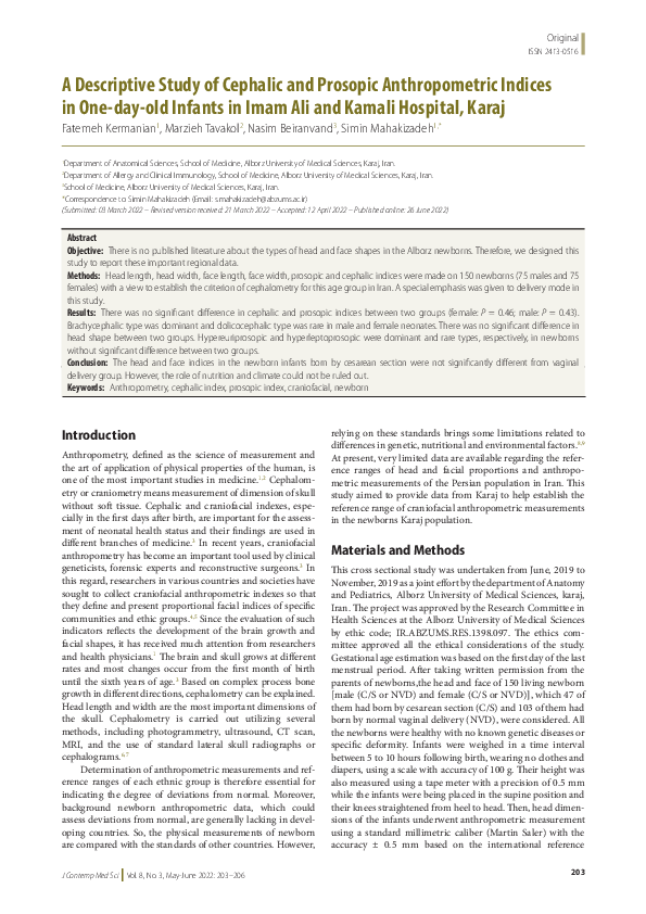 (PDF) A descriptive study of Cephalic and prosopic anthropometric ...