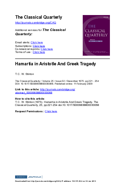 (PDF) Hamartia in Aristotle and Greek tragedy