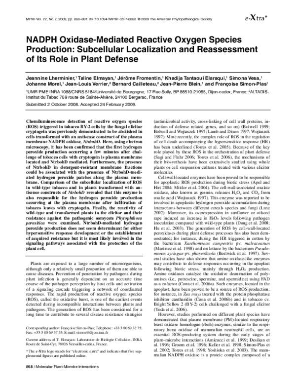 (PDF) NADPH Oxidase-Mediated Reactive Oxygen Species Production: Subcellular Localization and ...