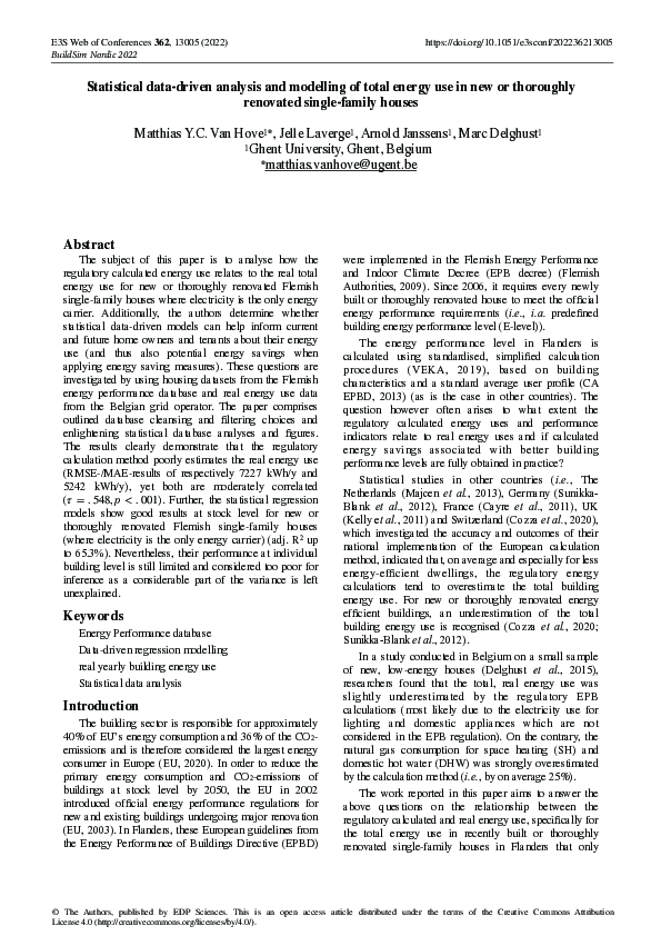 (PDF) Statistical data-driven analysis and modelling of total energy ...