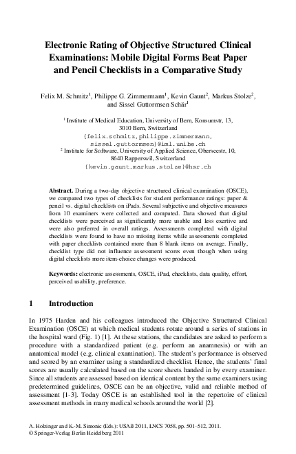 (PDF) Electronic Rating of Objective Structured Clinical Examinations ...