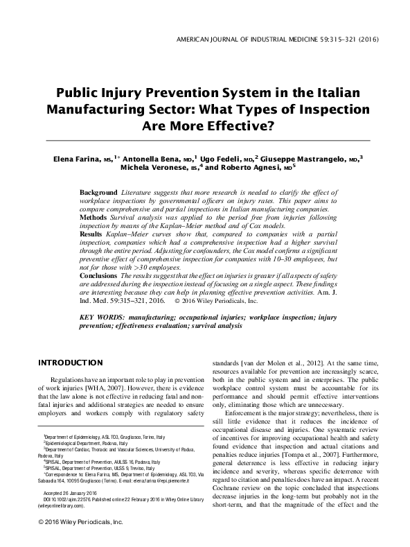 (PDF) Public injury prevention system in the Italian manufacturing ...