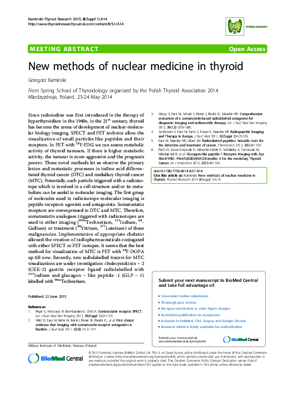 (PDF) New methods of nuclear medicine in thyroid