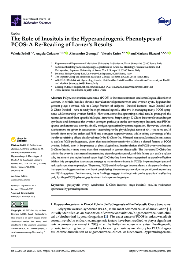 (PDF) The Role of Inositols in the Hyperandrogenic Phenotypes of PCOS ...