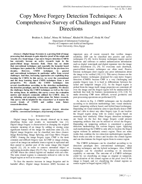 Pdf Copy Move Forgery Detection Techniques A Comprehensive Survey Of