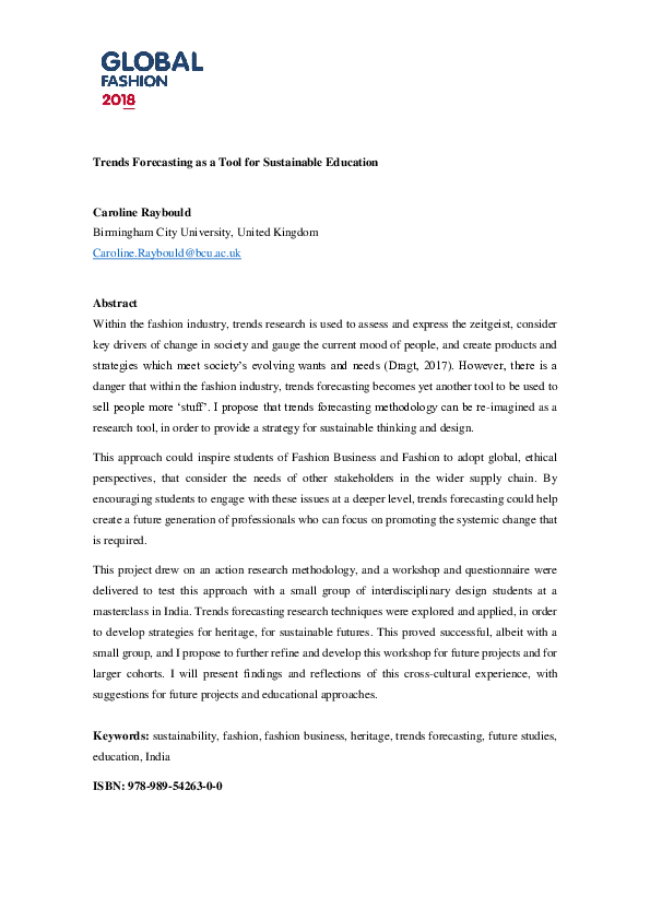 (PDF) Trends forecasting as a tool for sustainable education