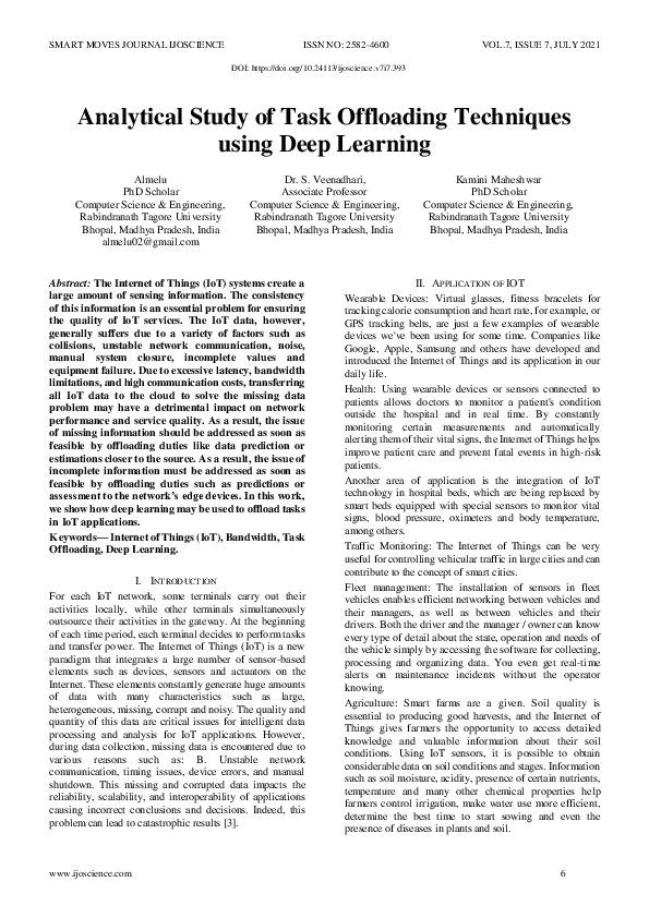 (PDF) Analytical Study of Task Offloading Techniques using Deep Learning