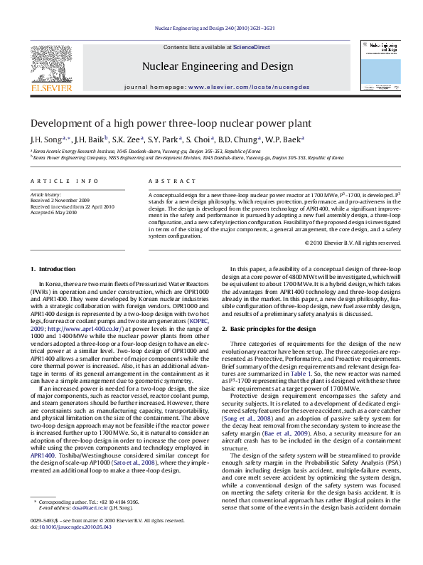 (PDF) Development of a high power three-loop nuclear power plant