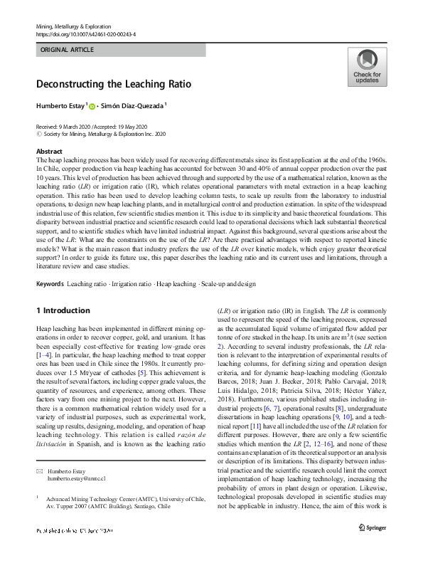 (PDF) Deconstructing the Leaching Ratio