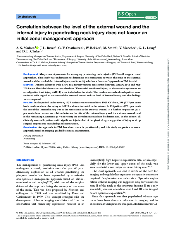 (PDF) Correlation between the level of the external wound and the ...