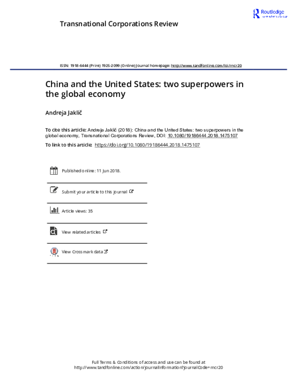 (PDF) China and United States: Two Superpowers in the Global Economy