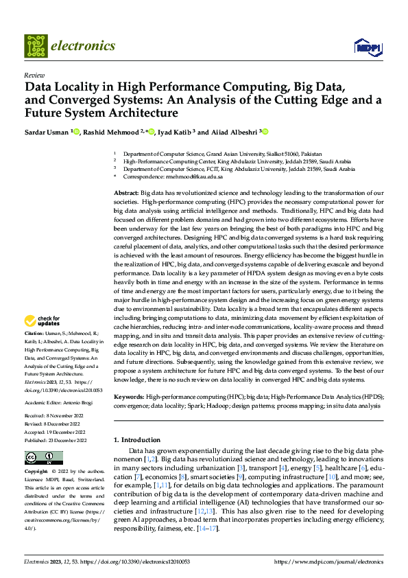 Pdf Data Locality In High Performance Computing Big Data And Converged Systems An Analysis