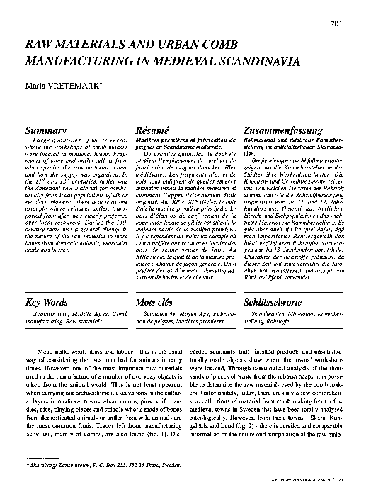 (PDF) Raw materials and urban comb manufacturing in Medieval Scandinavia : Methods