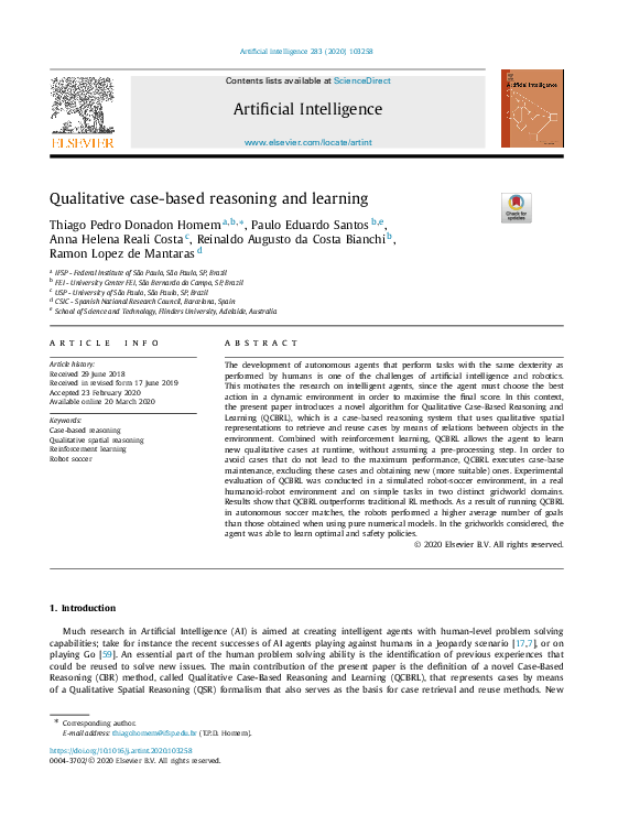 (PDF) Qualitative case-based reasoning and learning