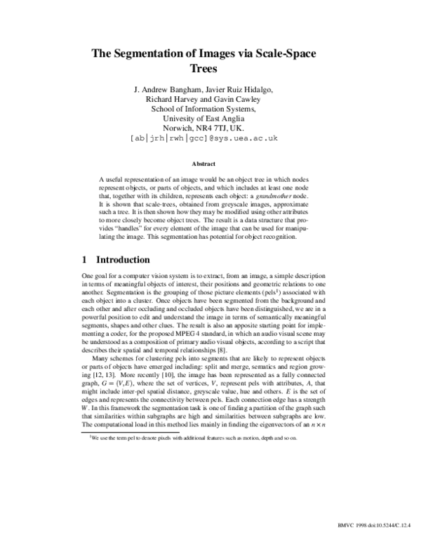 (PDF) The Segmentation of Images via Scale-Space Trees