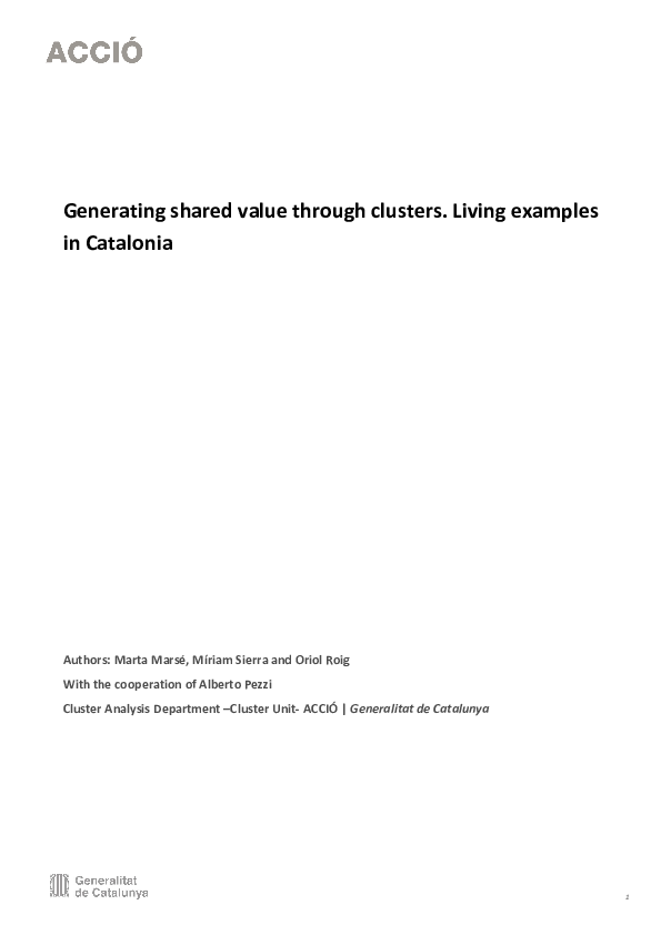 (PDF) Generating shared value through clusters. Living examples in ...