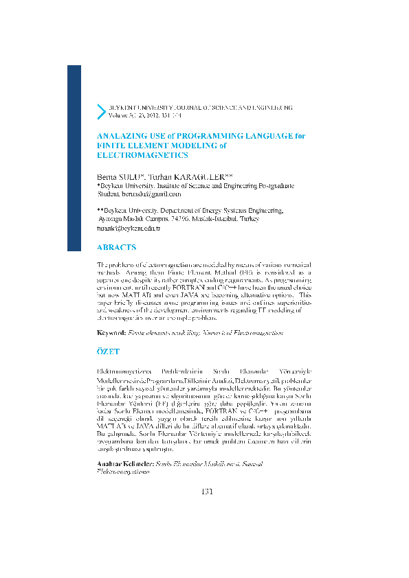 Pdf Analyzing Use Of Programming Language For Finite Element Modeling