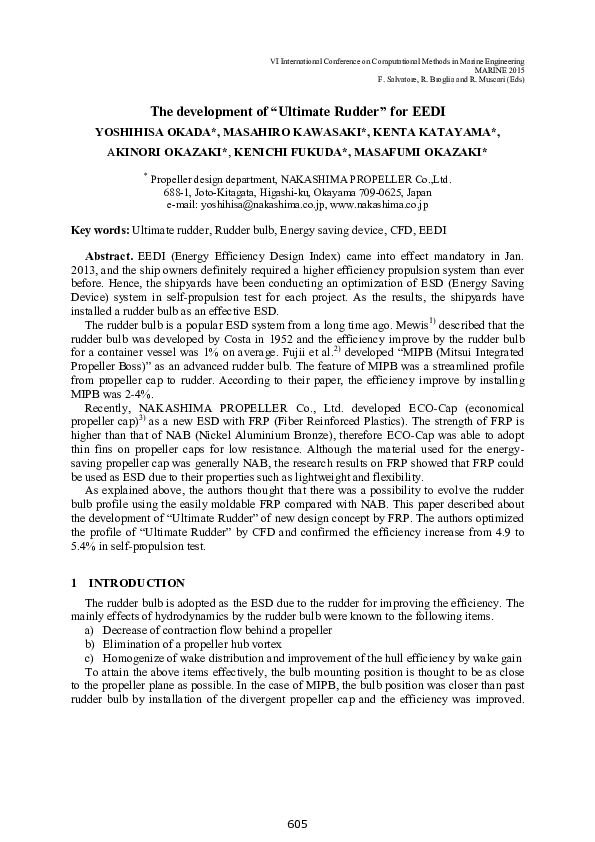 (PDF) The development of “Ultimate Rudder” for EEDI