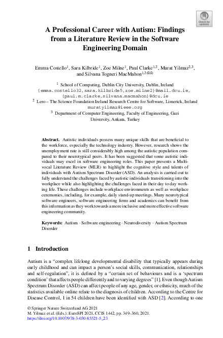 (PDF) A Professional Career with Autism: Findings from a Literature ...