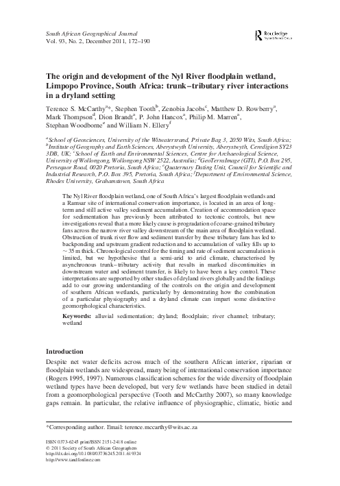 (PDF) The origin and development of the Nyl River floodplain wetland ...