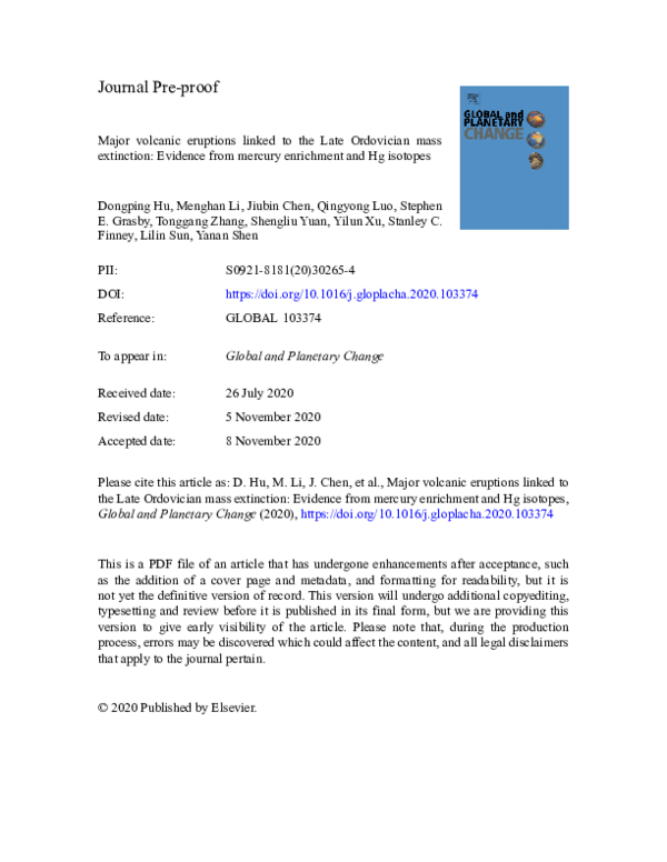 (PDF) Major volcanic eruptions linked to the Late Ordovician mass ...