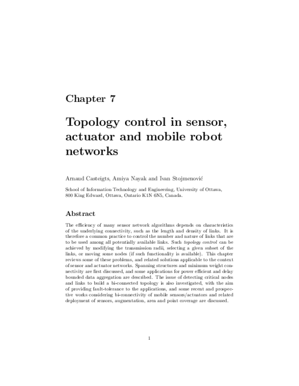 (PDF) Topology Control in Sensor, Actuator, and Mobile Robot Networks