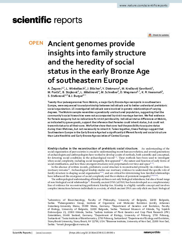 (PDF) Ancient genomes provide insights into family structure and the ...
