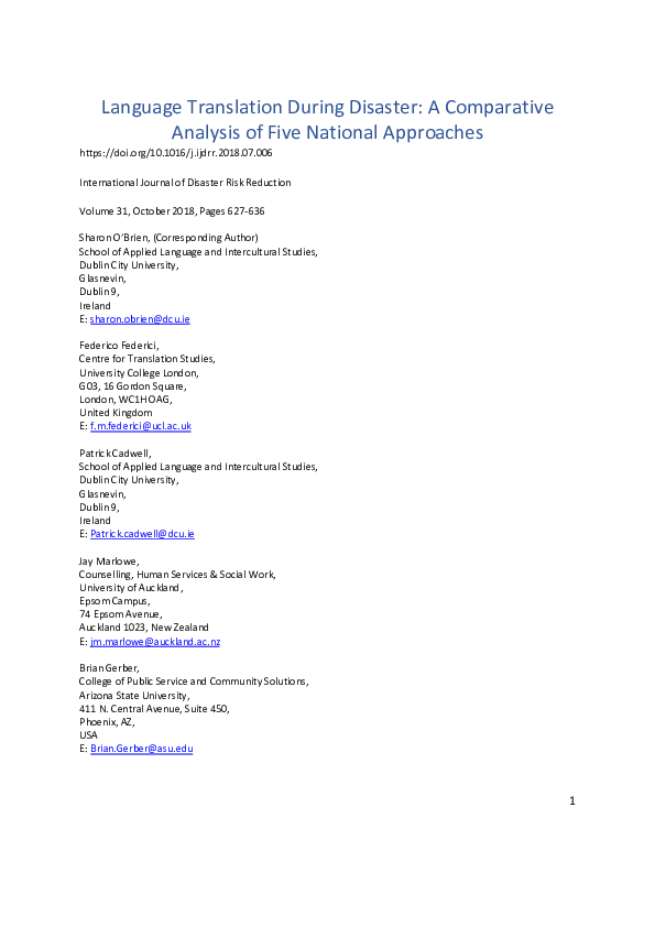 (PDF) Language translation during disaster: A comparative analysis of ...